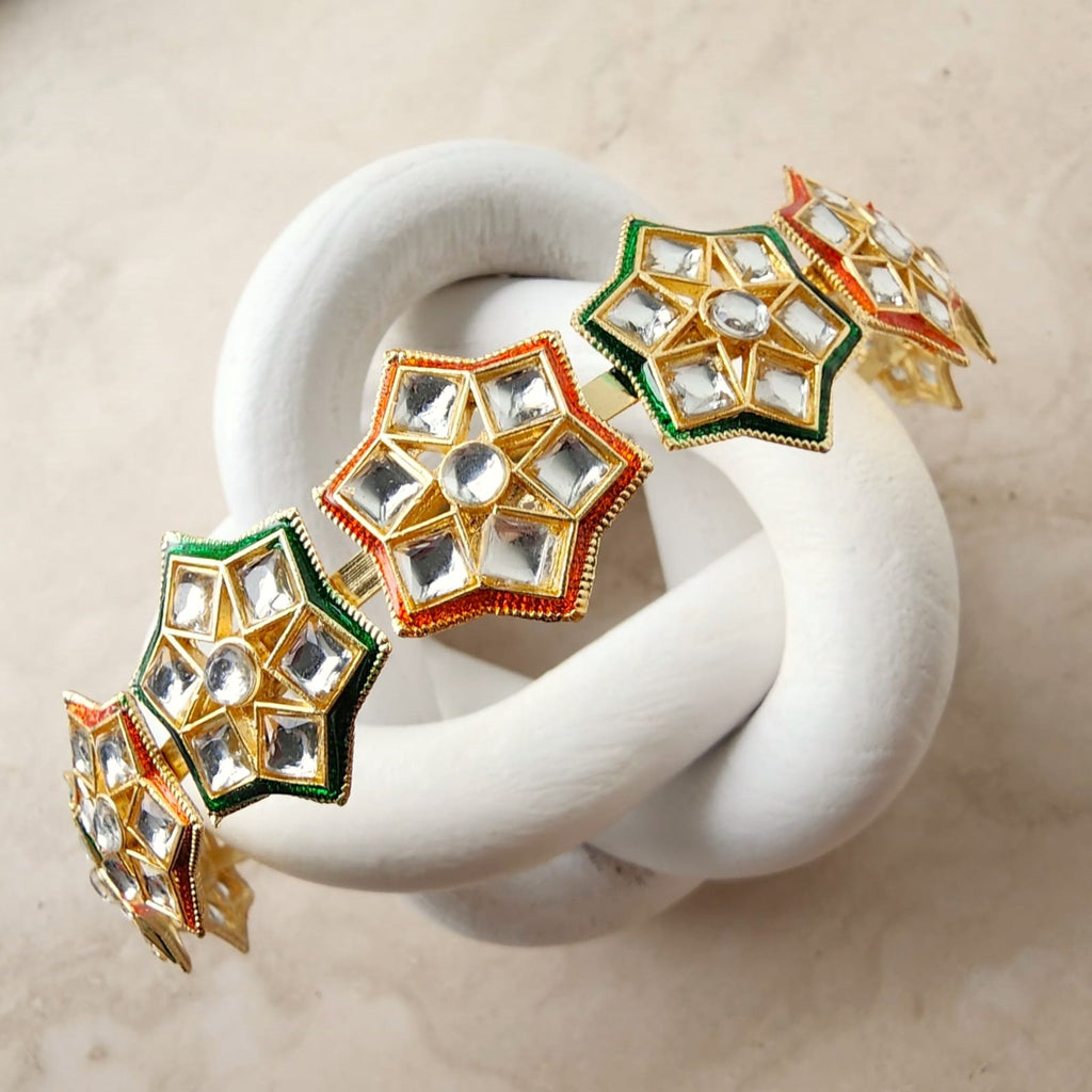 Naina Multicolour Kundan Sheesh Phool / Matha Patti Head Band - ECLAT INDIAN JEWELS