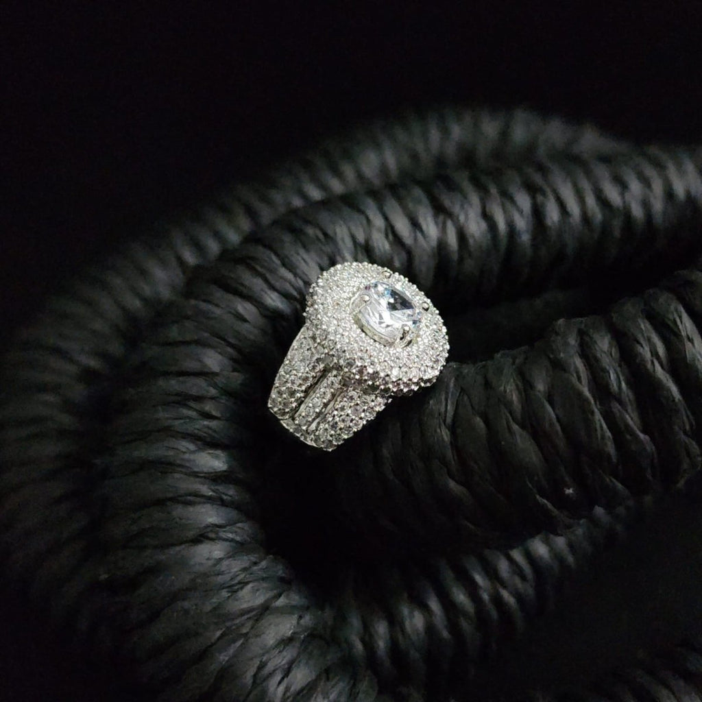 Erika White Solitaire Adjustable Diamond Simulant Ring - ECLAT INDIAN ...